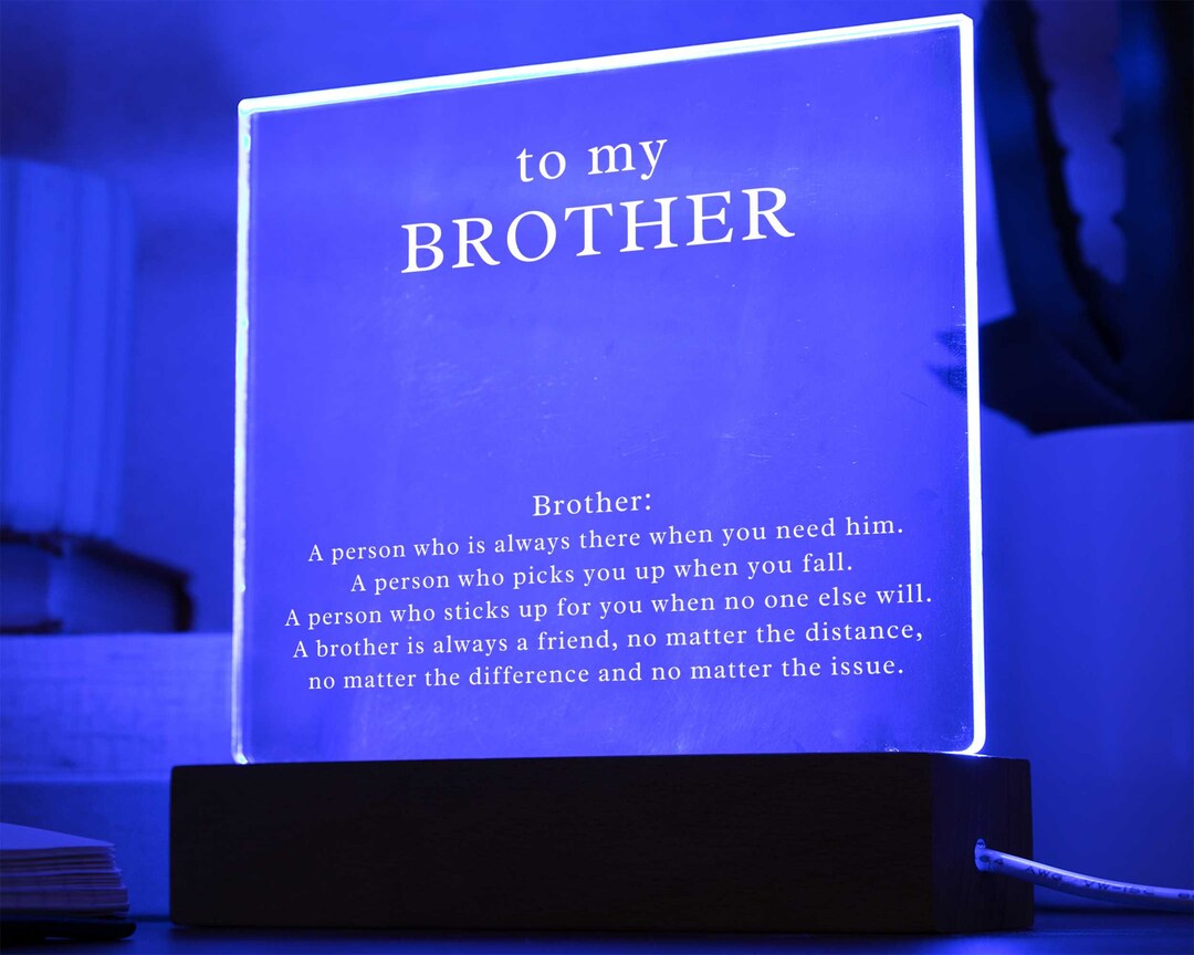 Acrylic Plaque With LED Light Personalized Brother Gift Custom Gifts ...