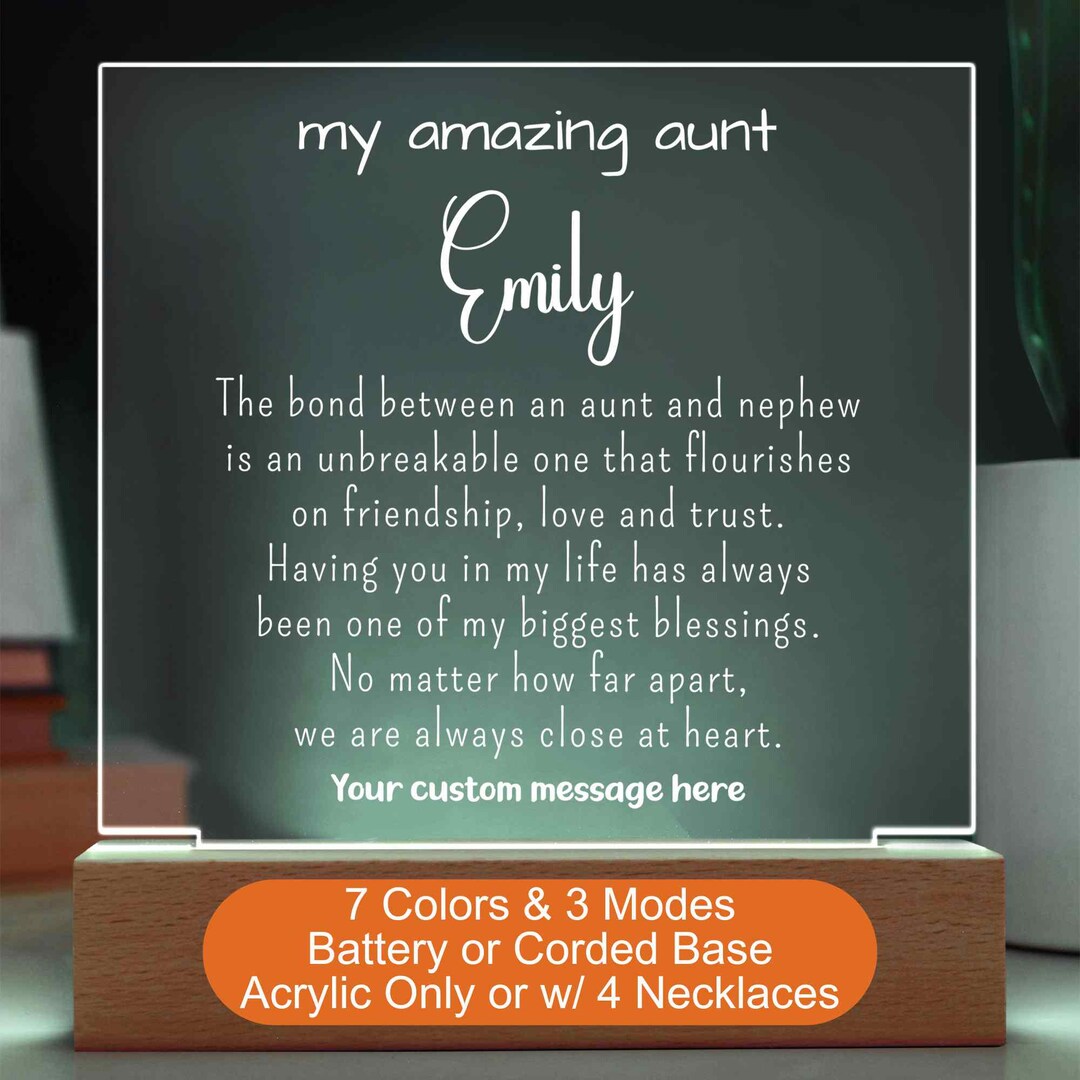 Personalized Gifts for Aunt Name Custom Acrylic Plaque LED Light ...