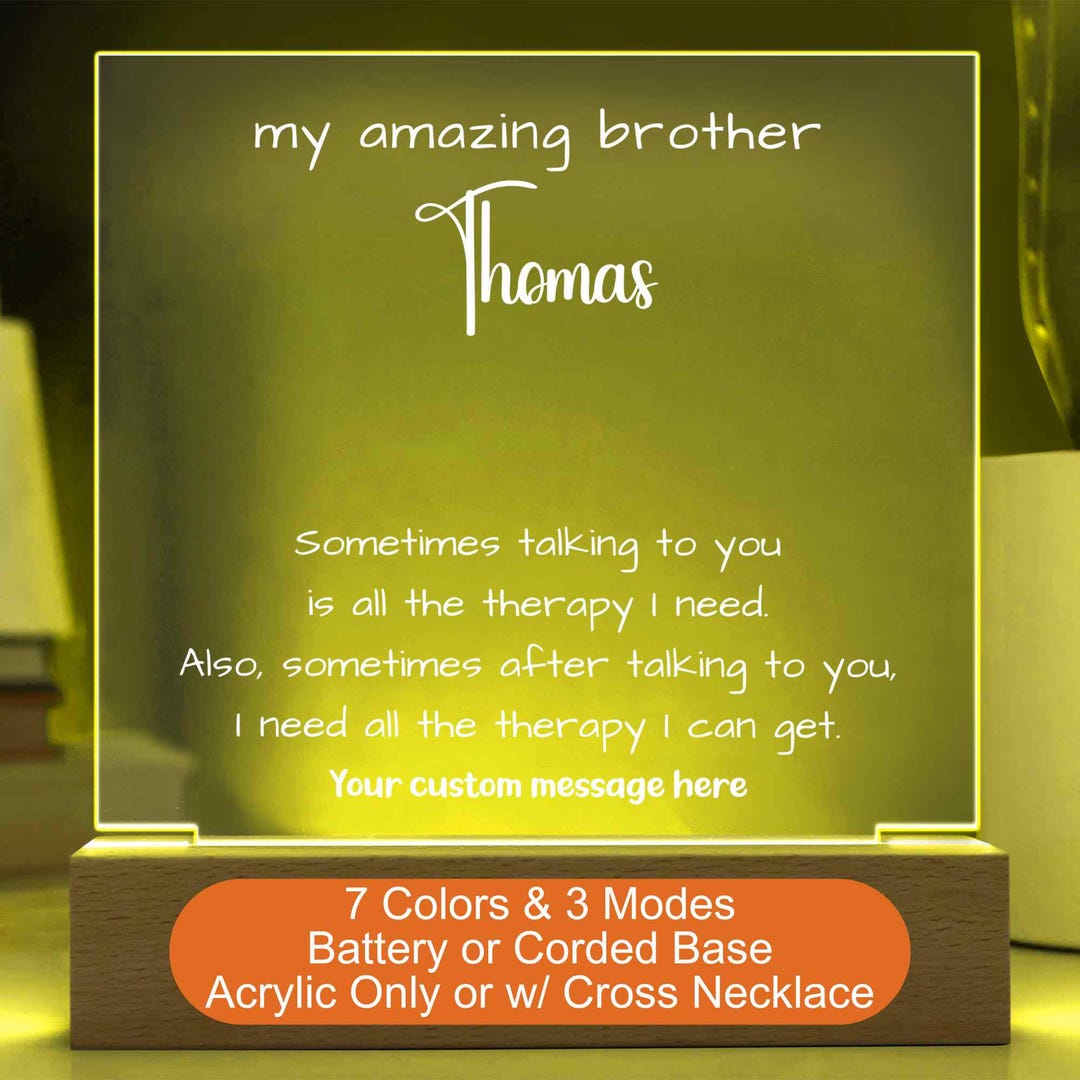 Custom Sarcastic Brother Gift Name Personalized Acrylic Plaque LED ...