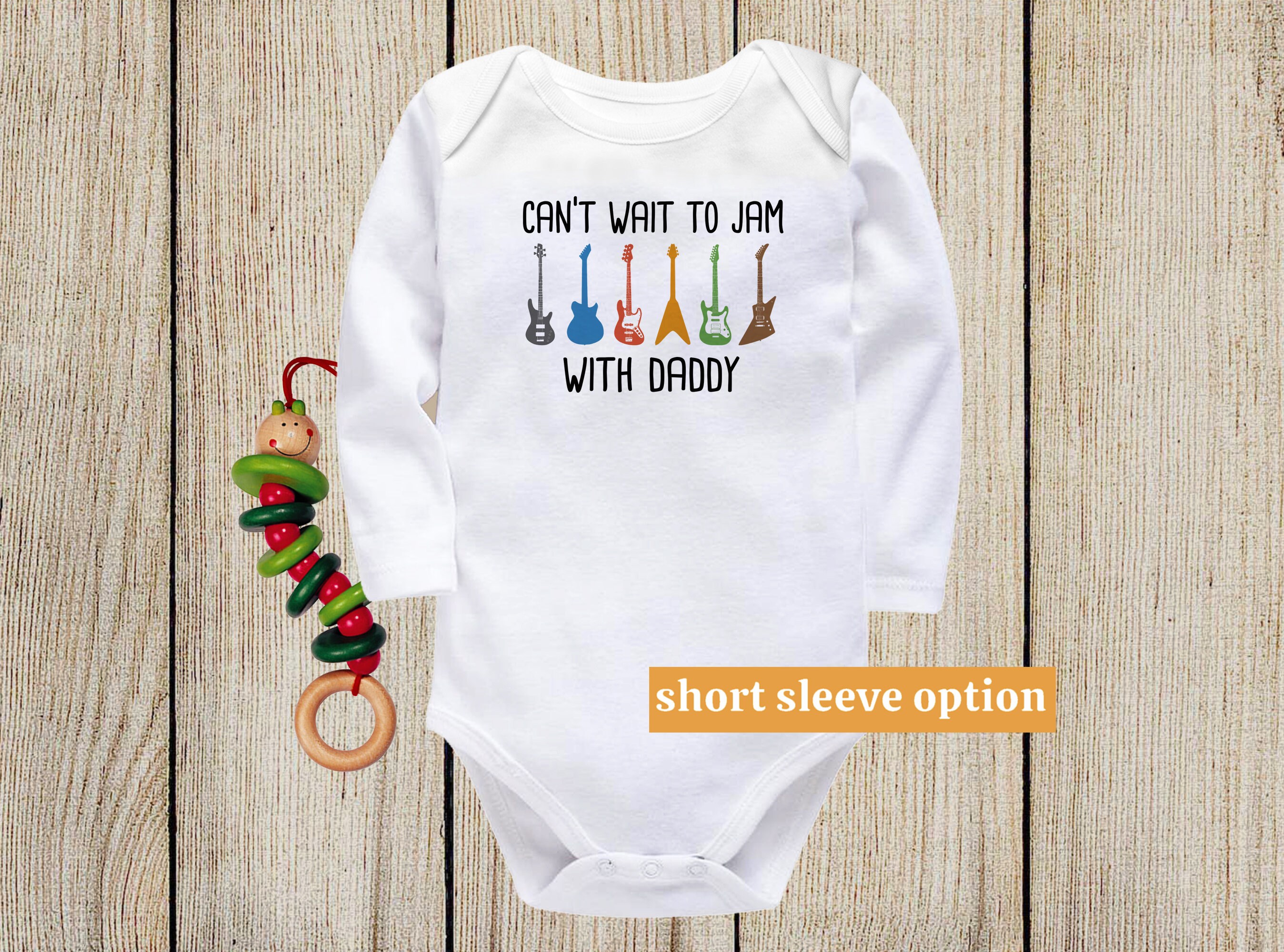 Guitar Baby Bodysuit, Can't Wait to Jam With Daddy, Rock Band Shirt ...
