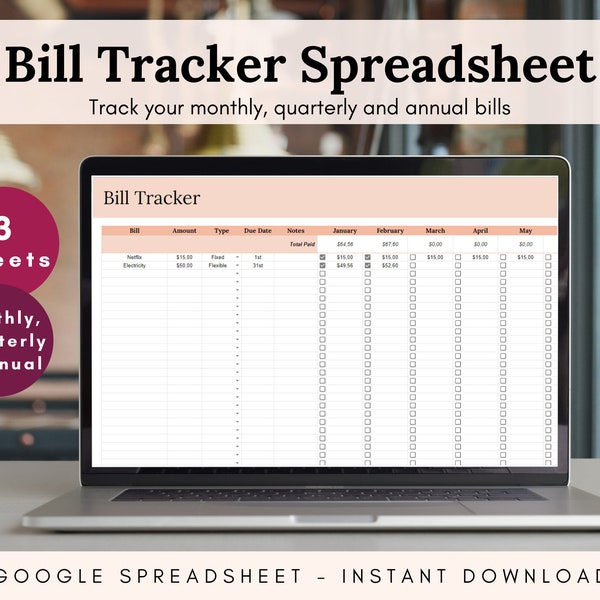 Bill Tracker Excel - Etsy