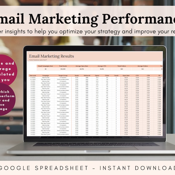 Marketing Results Template - Etsy