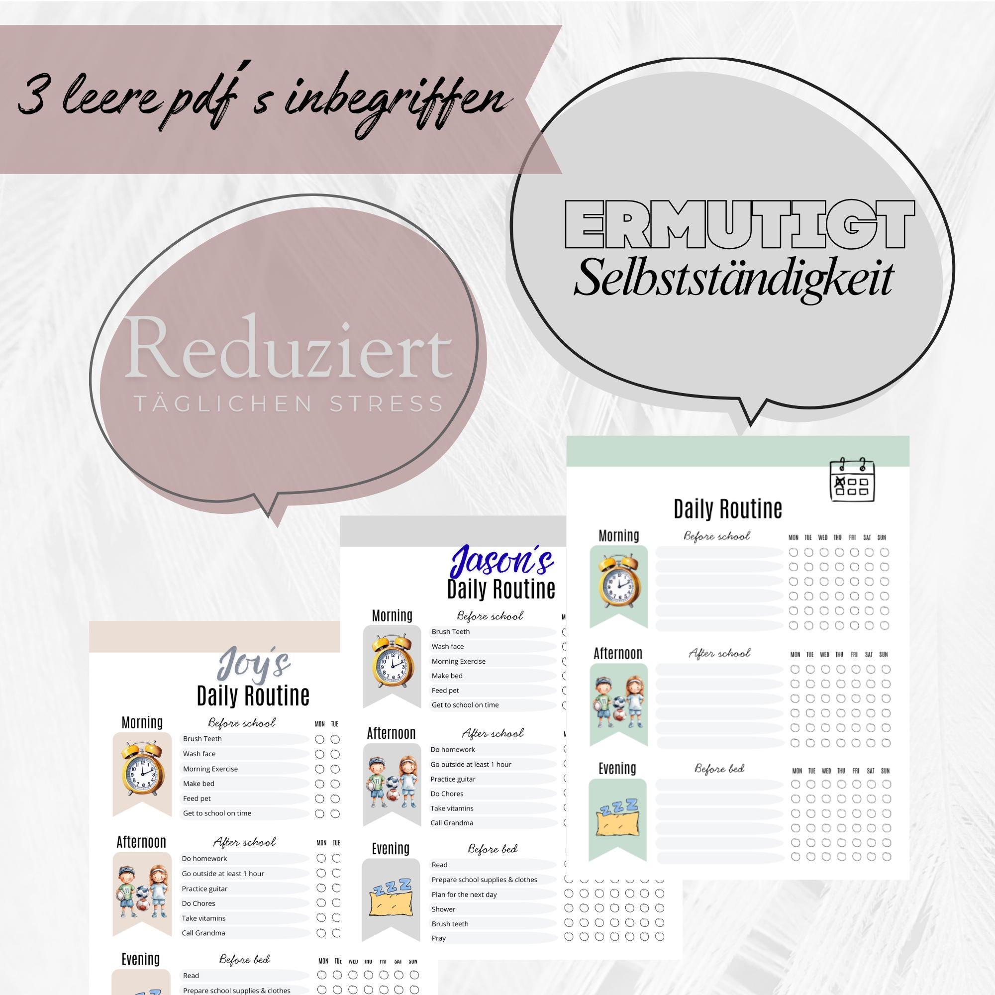 Daily Routine Calendar for Children, Morning, After School and Evening ...