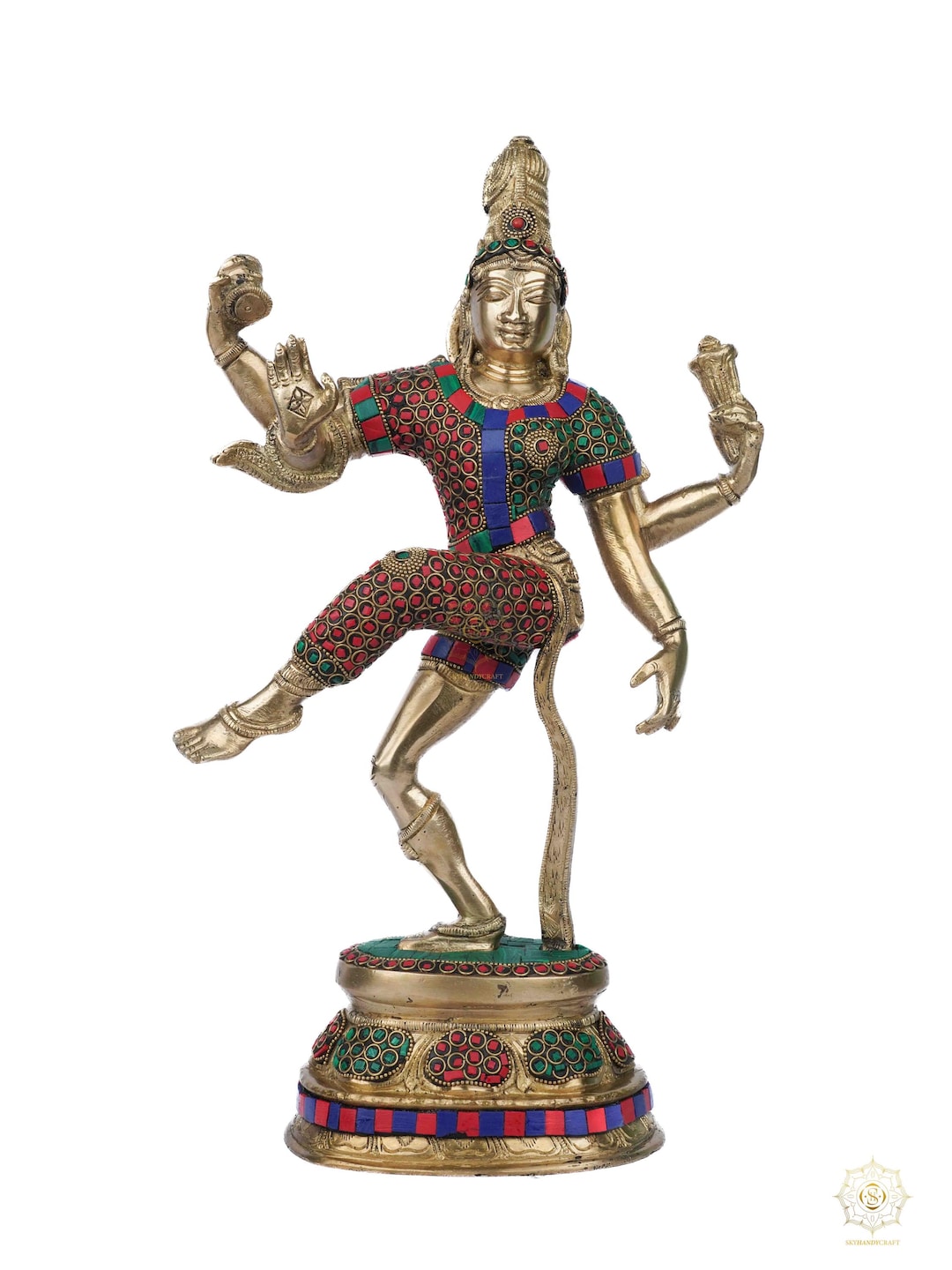 Handmade Brass Ardhanarishwar Statue: Hindu Shiva Parvati Idol, Stone ...