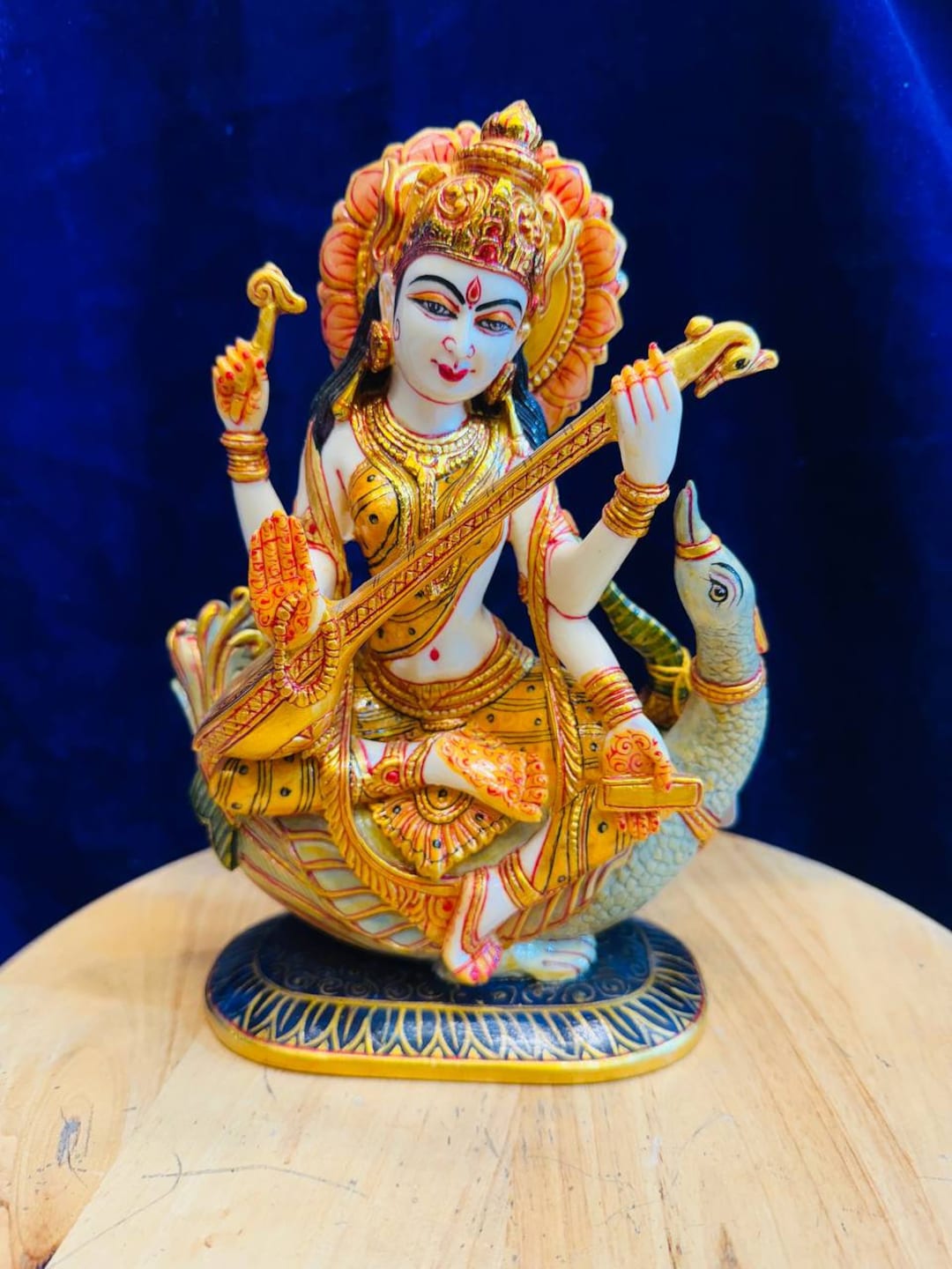 Hindu Goddess of Music Art |cultured Marble Savitri | Veena Saraswati ...