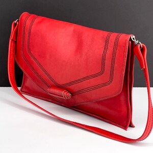 Vintage Red Leather Purse With Flap Opening - Etsy