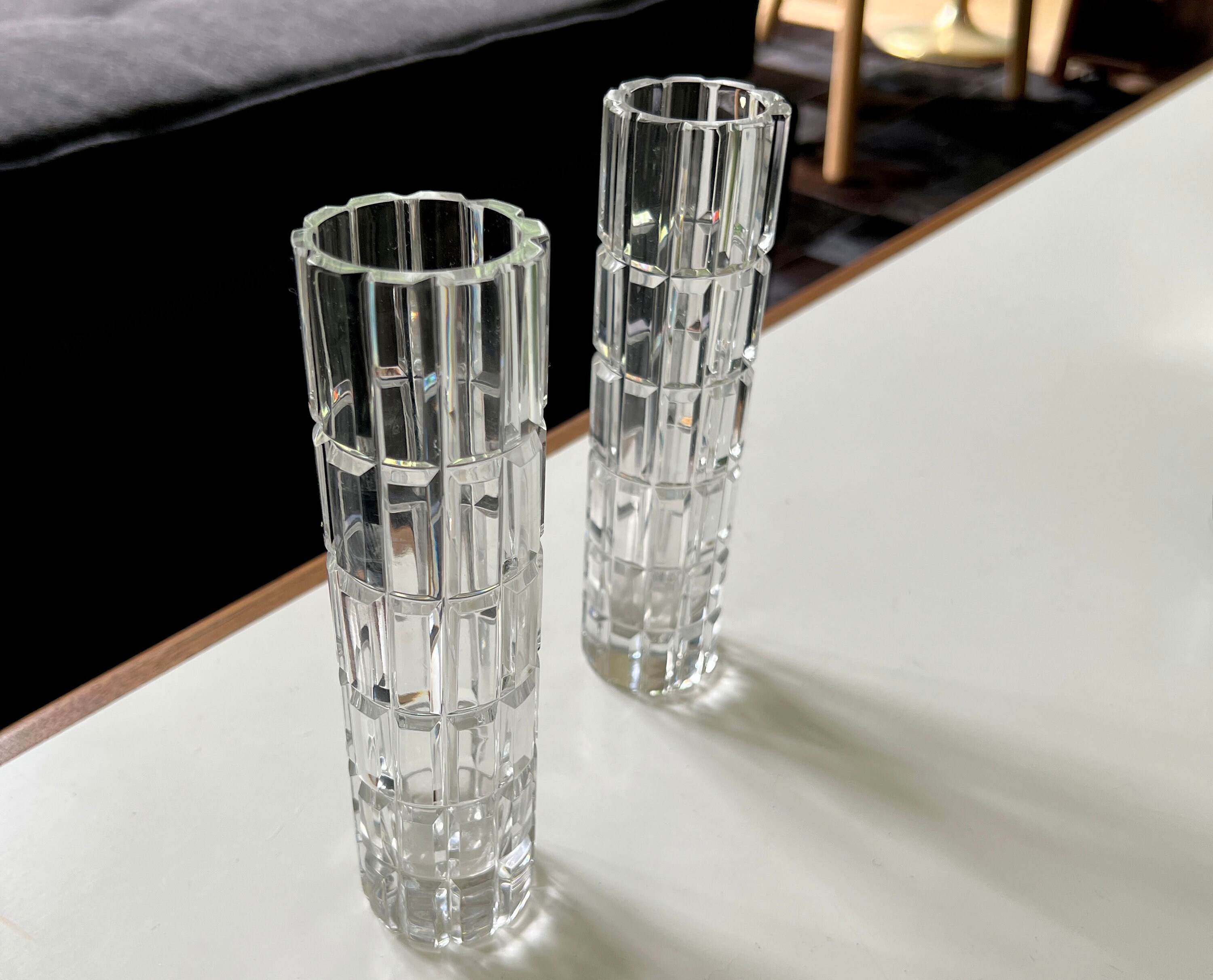 Pair of Modern Cartier Lattice Cut Crystal Bud Vases - Etsy