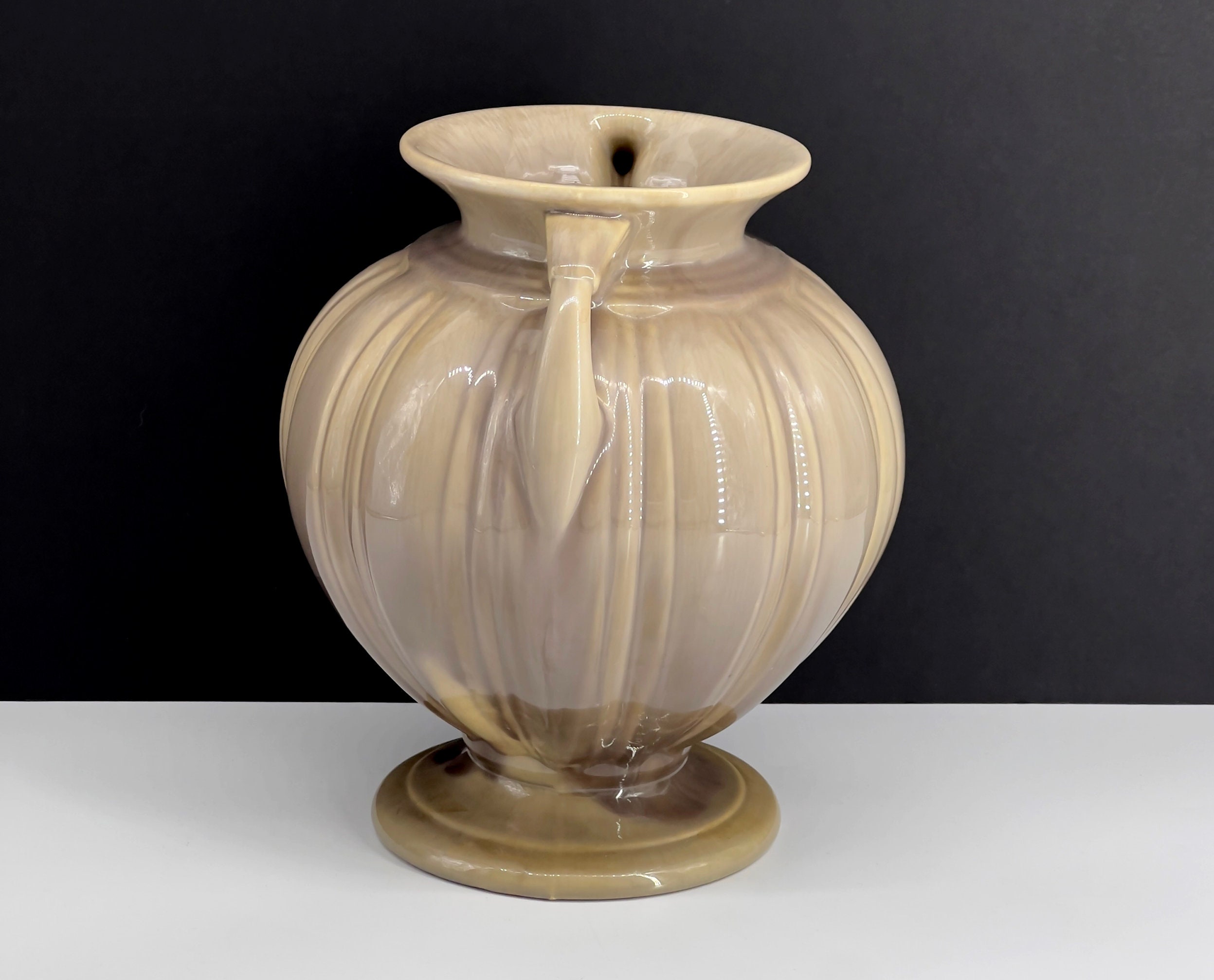 Vintage Haeger Ribbed Beige Urn Vase - Etsy
