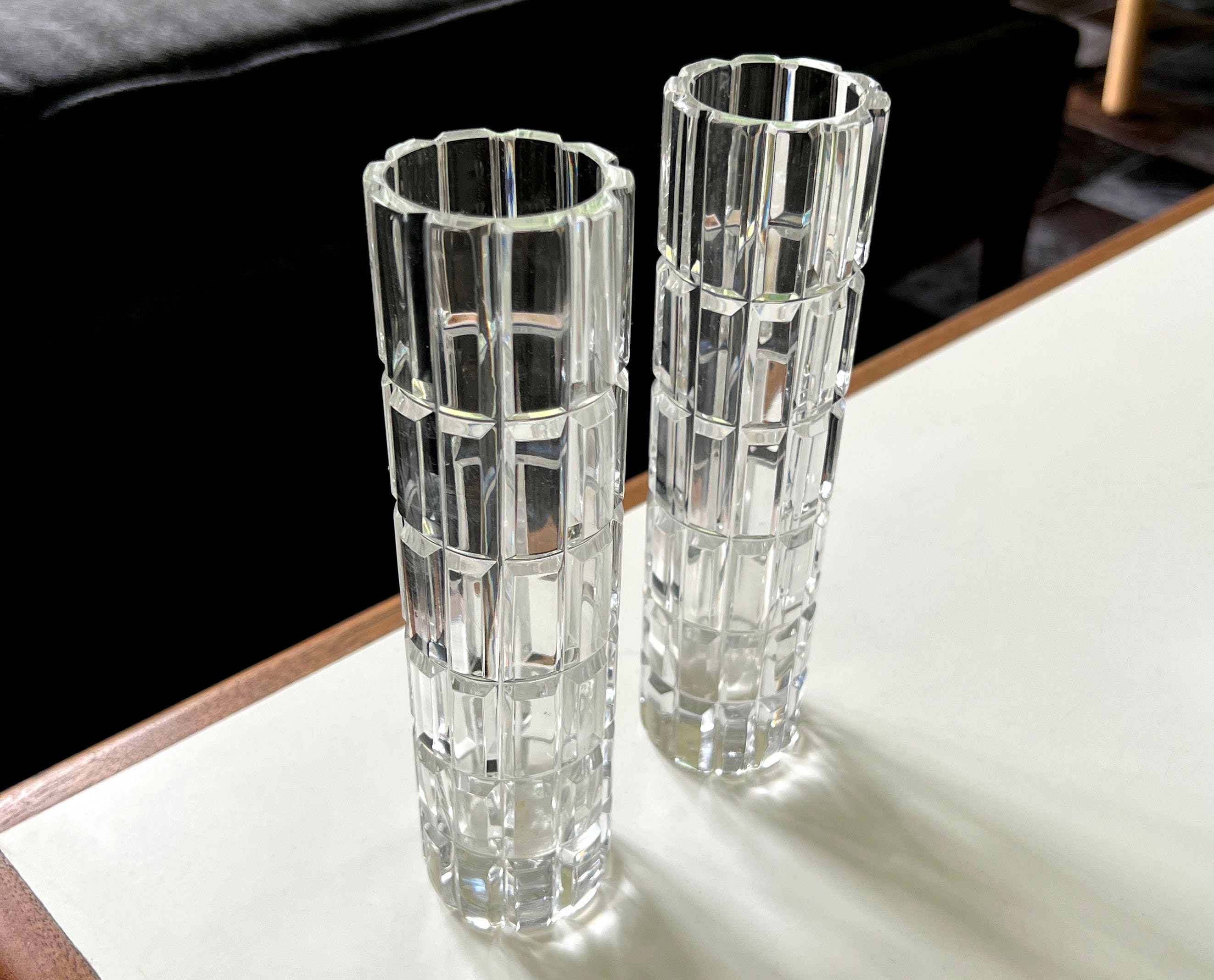 Pair of Modern Cartier Lattice Cut Crystal Bud Vases - Etsy
