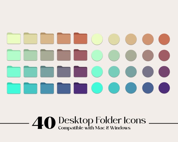 40 Retro Teal Purple Desktop Folder Icons for Mac & PC Mac | Etsy