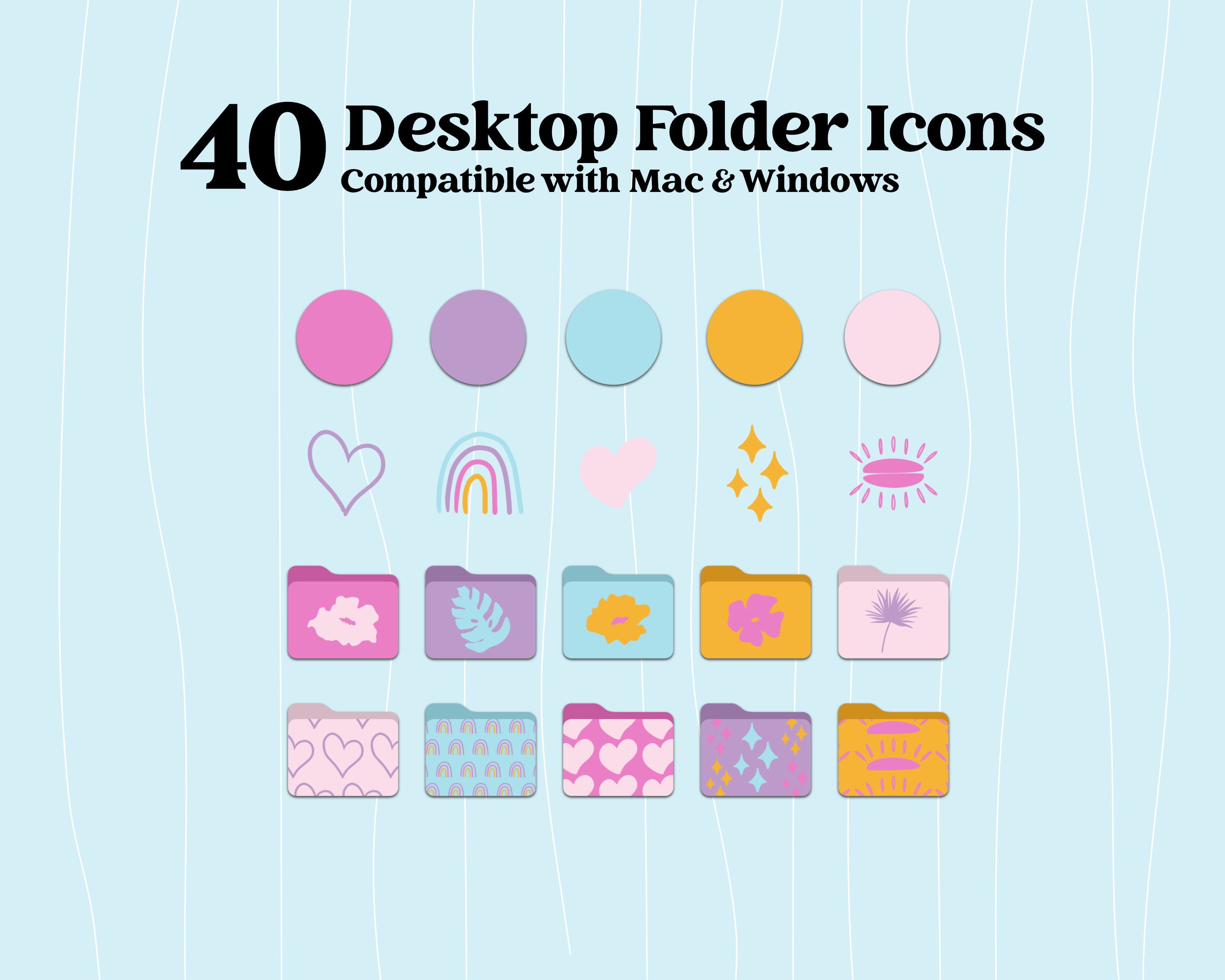 40 Cute Y2K Desktop Folder Icons for Mac & PC Y2K Mac and - Etsy