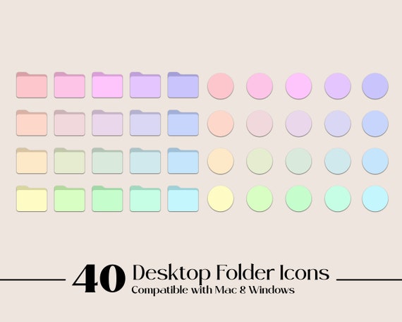 40 Pastel Desktop Folder Icons for Mac & PC Mac Icons | Etsy