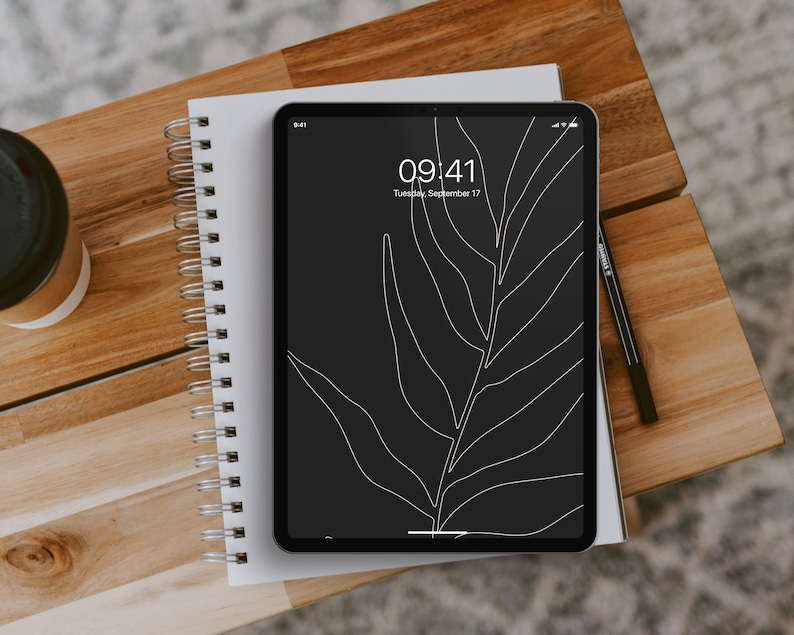 Neutral Dark Boho iPad Wallpaper, Dark Mode Ipad, Simple iPad Wallpaper ...