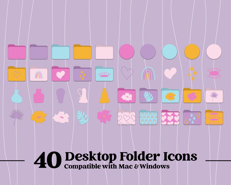 40 Cute Y2K Desktop Folder Icons for Mac & PC Y2K Mac and - Etsy
