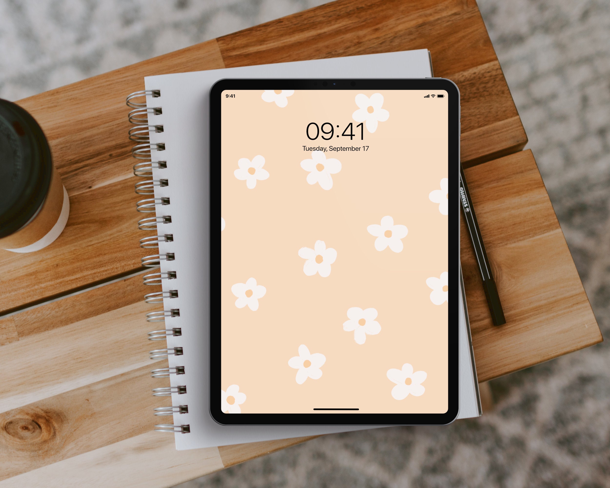 Bundle - 3 Daisy Flower iPad Wallpaper, Boho Floral iPad Wallpaper ...