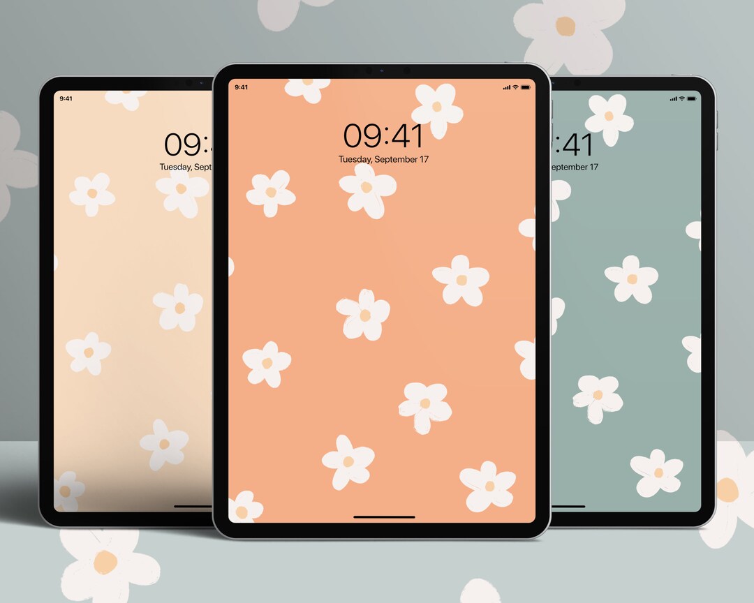Bundle - 3 Daisy Flower iPad Wallpaper, Boho Floral iPad Wallpaper ...