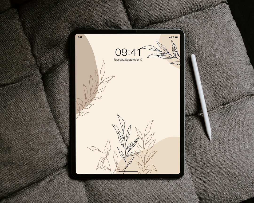 Floral Boho iPad Wallpaper Digital Download - Beige Aesthetic Wallpaper ...
