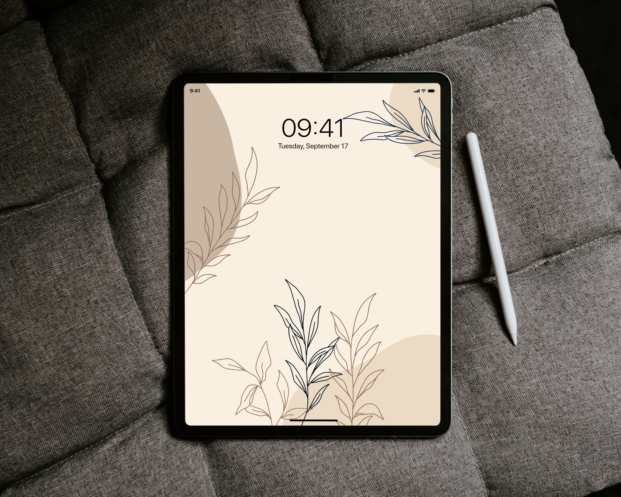 Floral Boho iPad Wallpaper Digital Download Beige Aesthetic Wallpaper ...