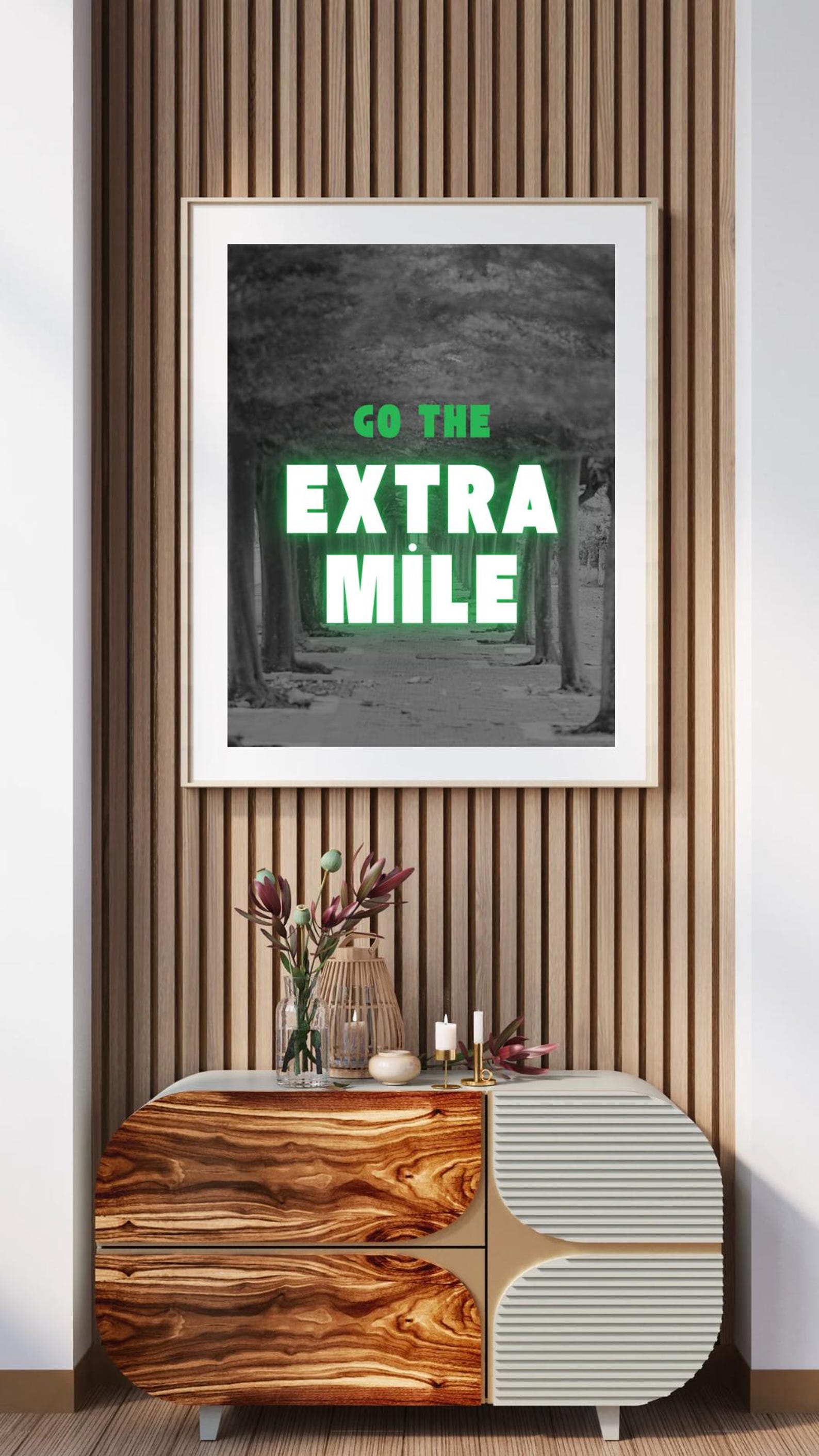 Go the Extra Mile | Motivational Wall Art | Minimalist Quote Print ...