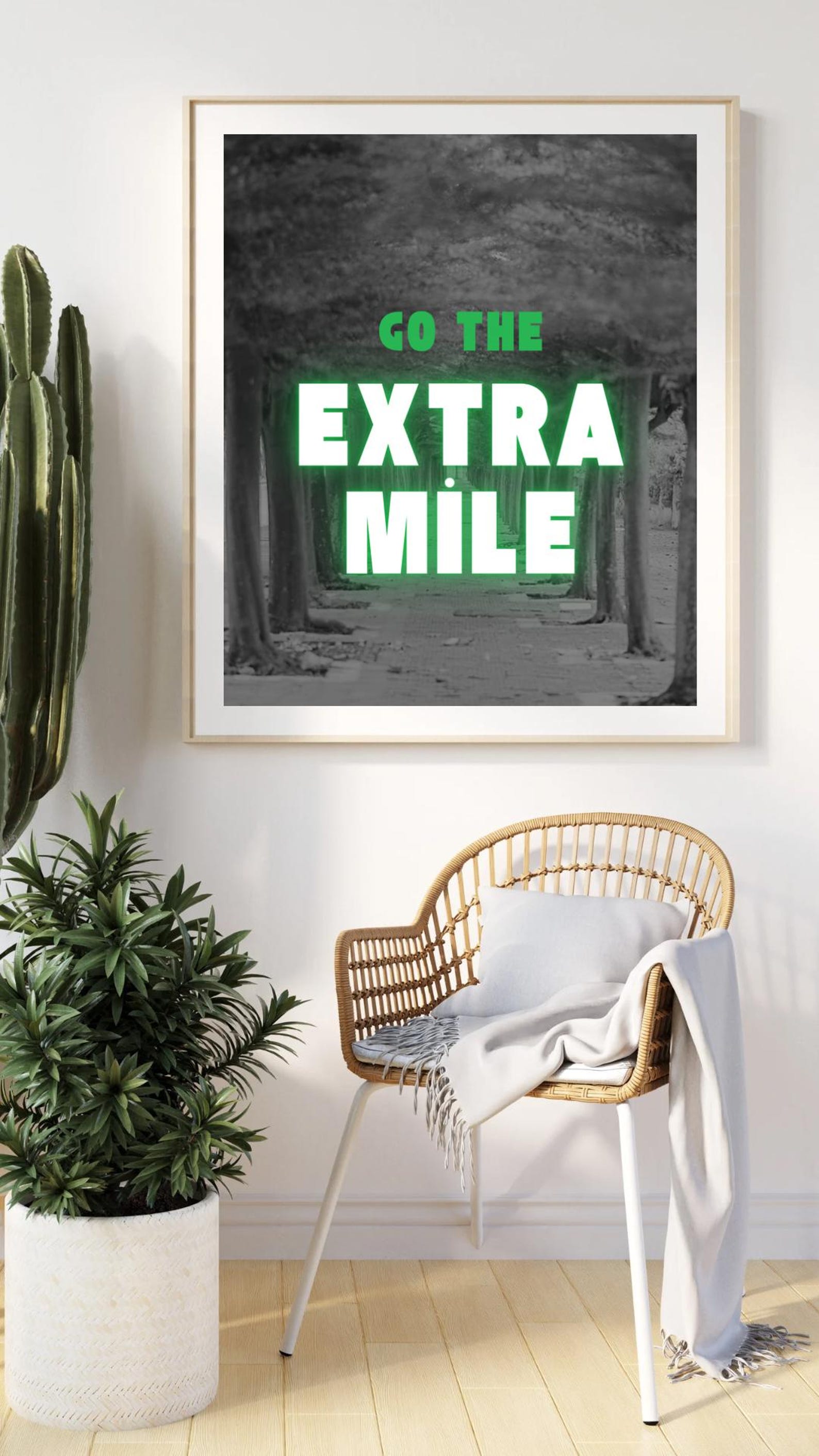 Go the Extra Mile | Motivational Wall Art | Minimalist Quote Print ...