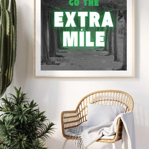 Go the Extra Mile | Motivational Wall Art | Minimalist Quote Print ...