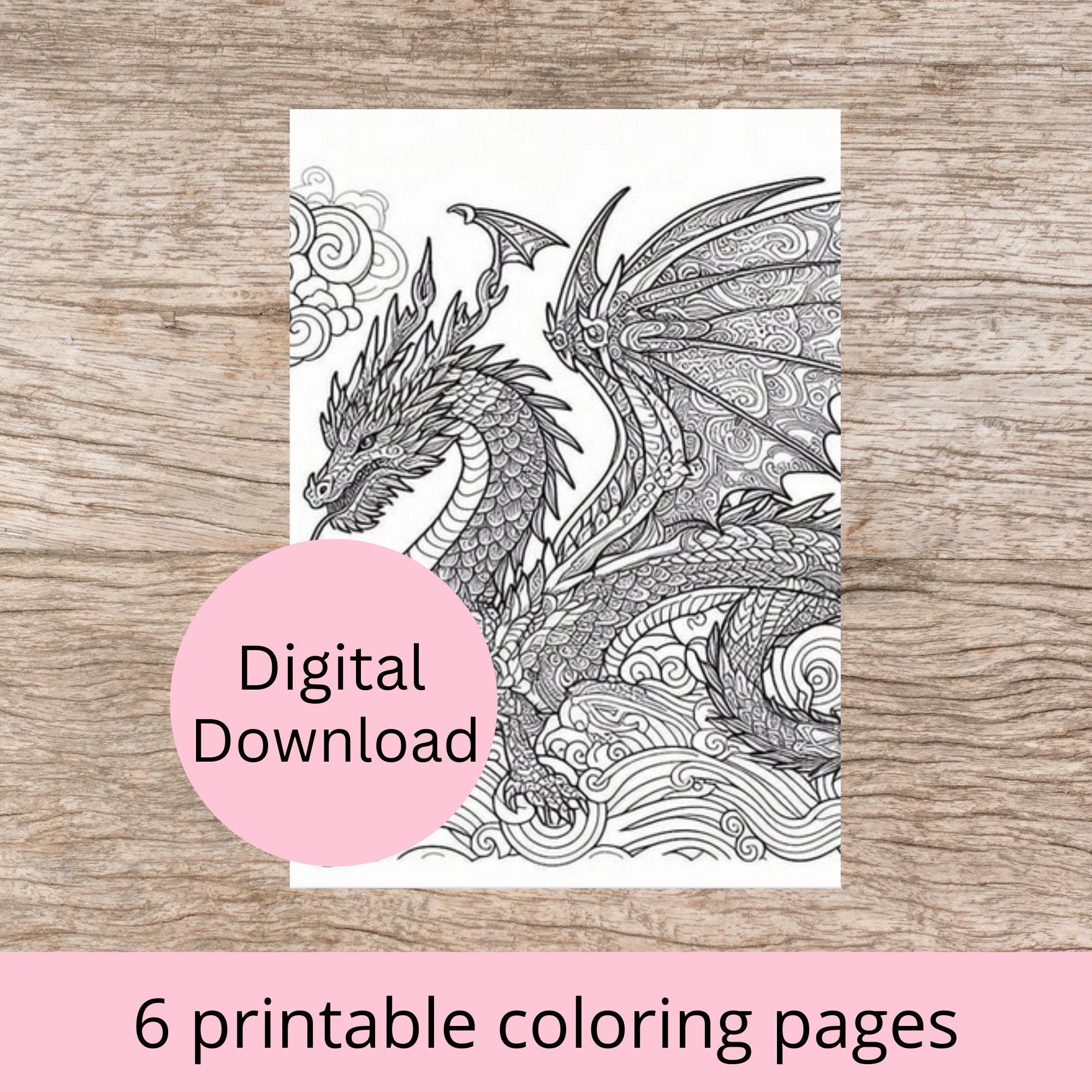 Dragon Coloring Pages for All Ages, Digital Coloring Pages, Ready to ...