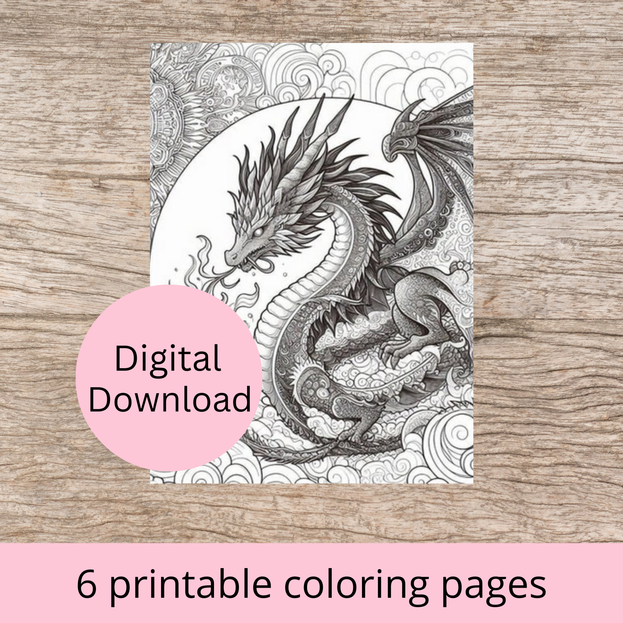 Dragon Coloring Pages for All Ages, Digital Coloring Pages, Ready to ...