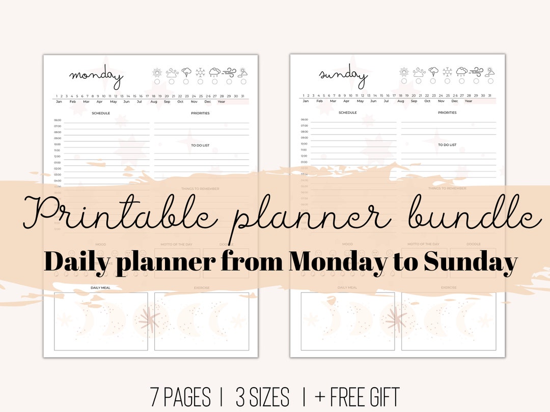 PLANNER BUNDLE: Weekdays Planner Pages I Printable Weekly/daily Planner ...