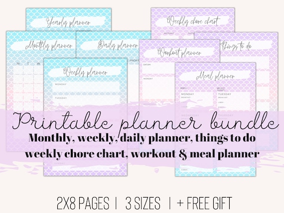 PLANNER BUNDLE: Printable Yearly Monthly Weekly Daily | Etsy