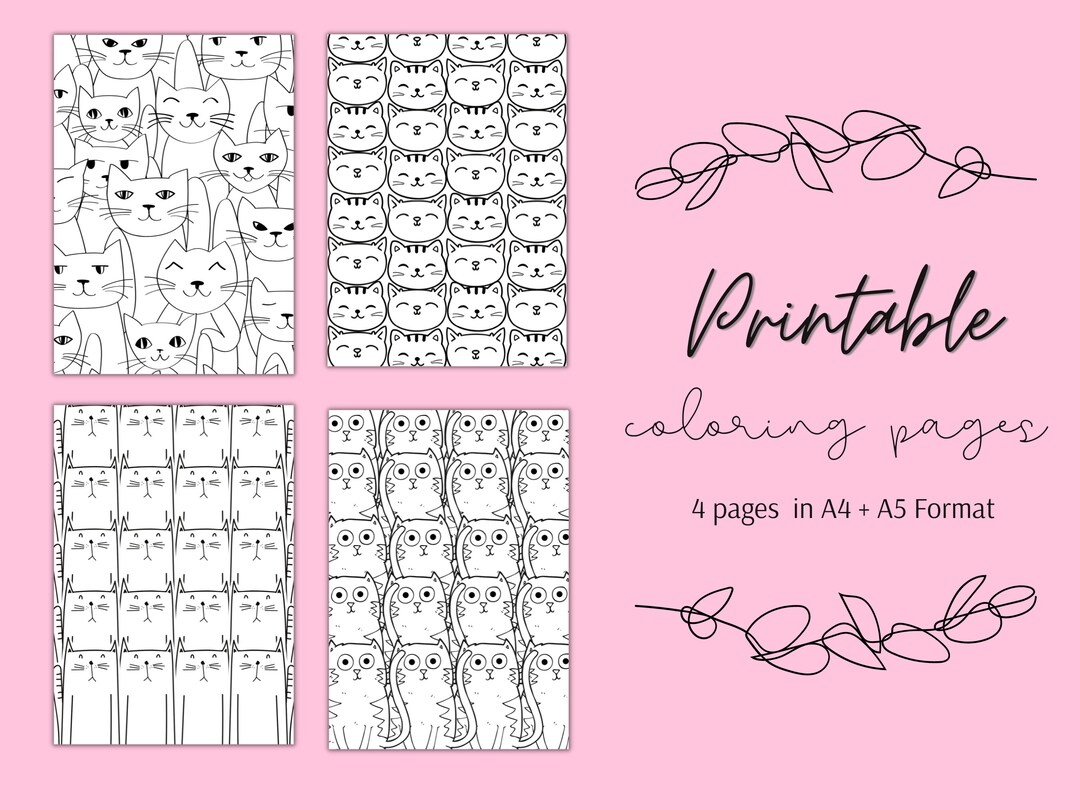 PRINTABLE COLORING PAGES | Kitty Cat Sketches & Drawings | Adult ...