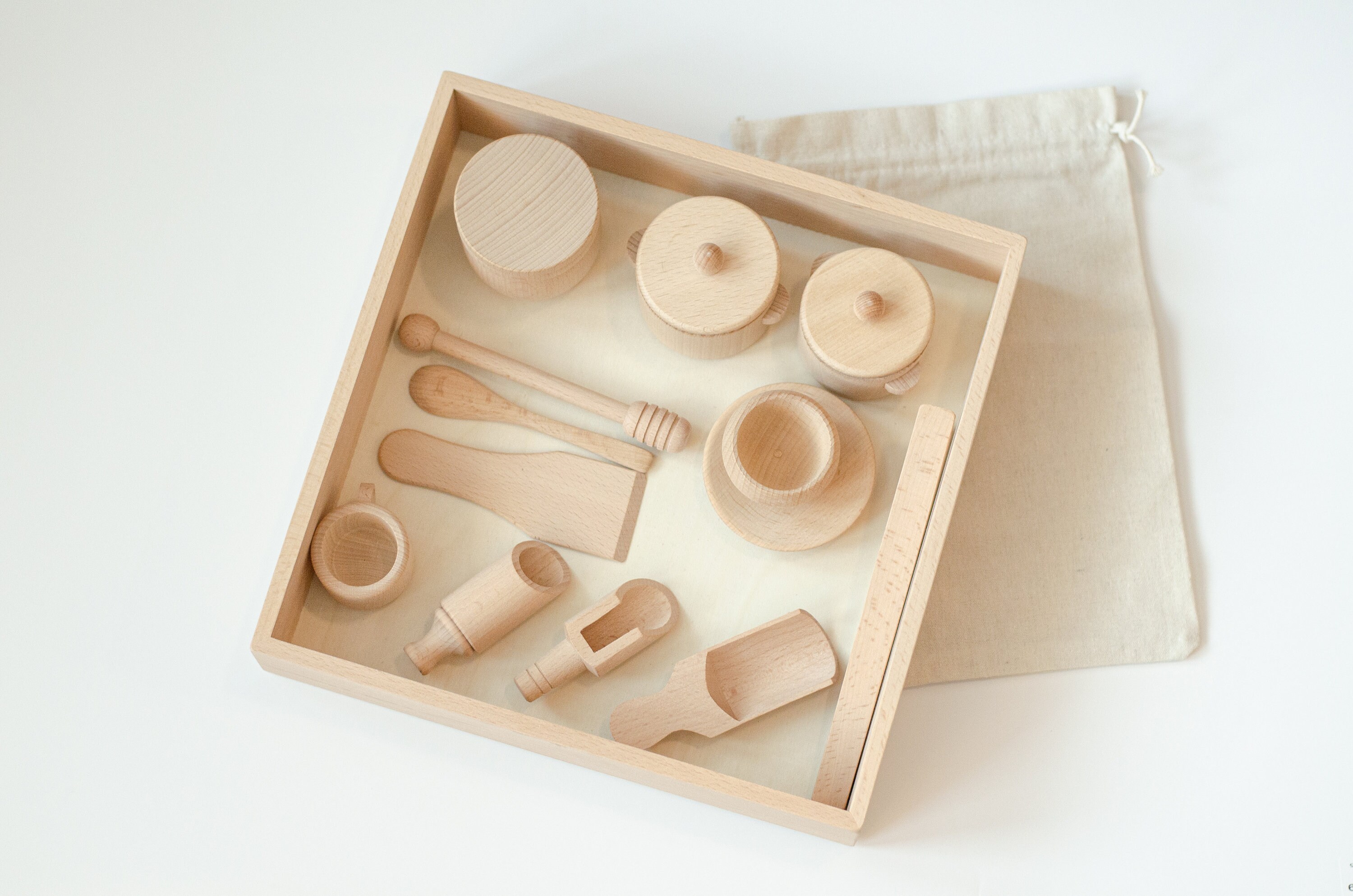 15 Piece Wooden Sensory Kit, Sensory Tray W/ Tools & Storage Bag ...