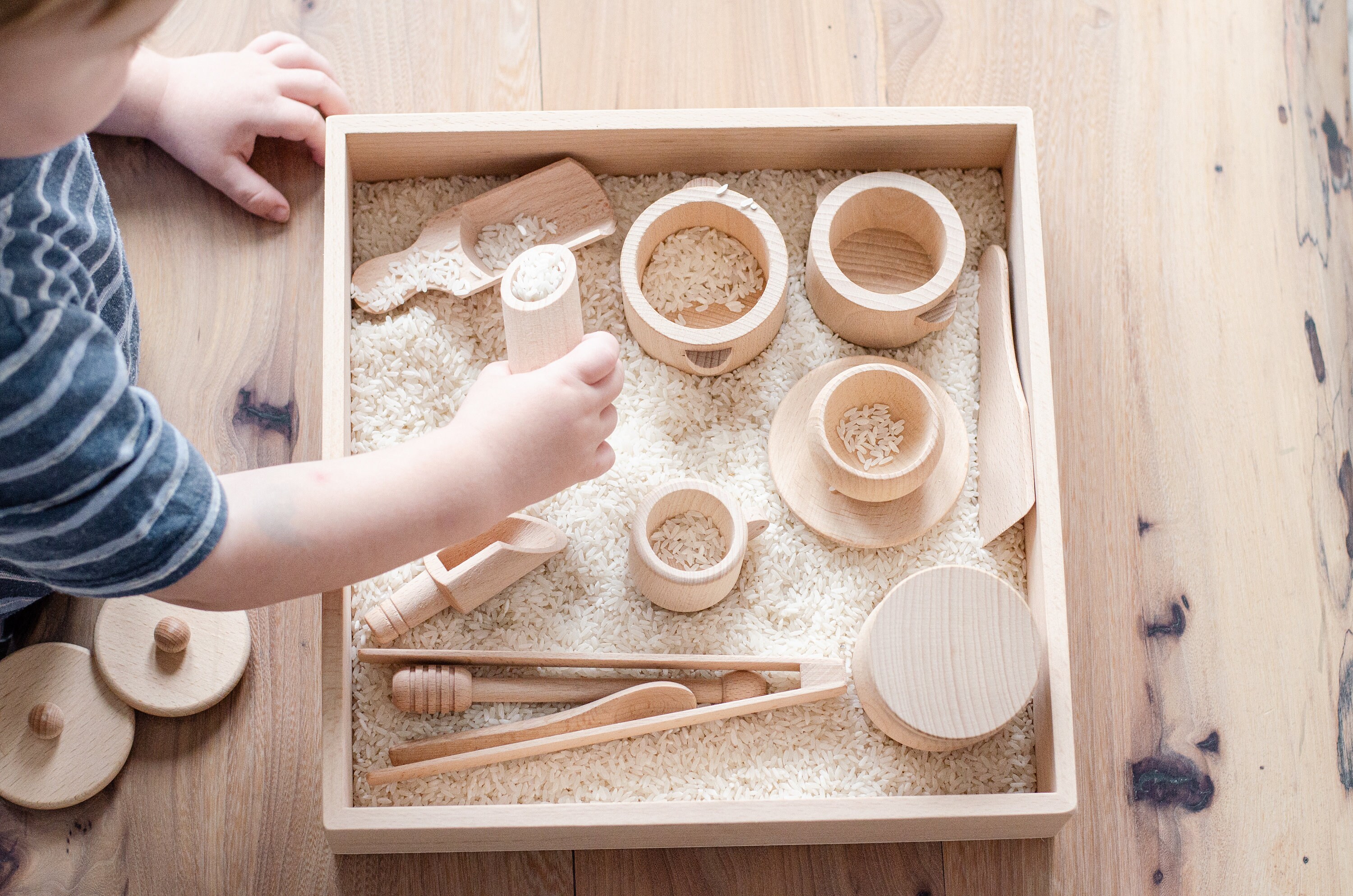15 Piece Wooden Sensory Kit, Sensory Tray W/ Tools & Storage Bag ...
