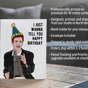 Funny Rick Astley Rick Roll Birthday Card, Music Greeting Card, Funny ...