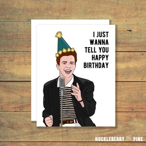 Funny Rick Astley Rick Roll Birthday Card Music Greeting - Etsy