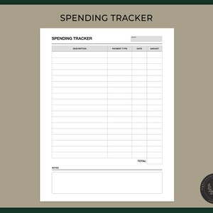 Spending Tracker, Printable Expense Log, Financial Plan, Monthly Budget ...