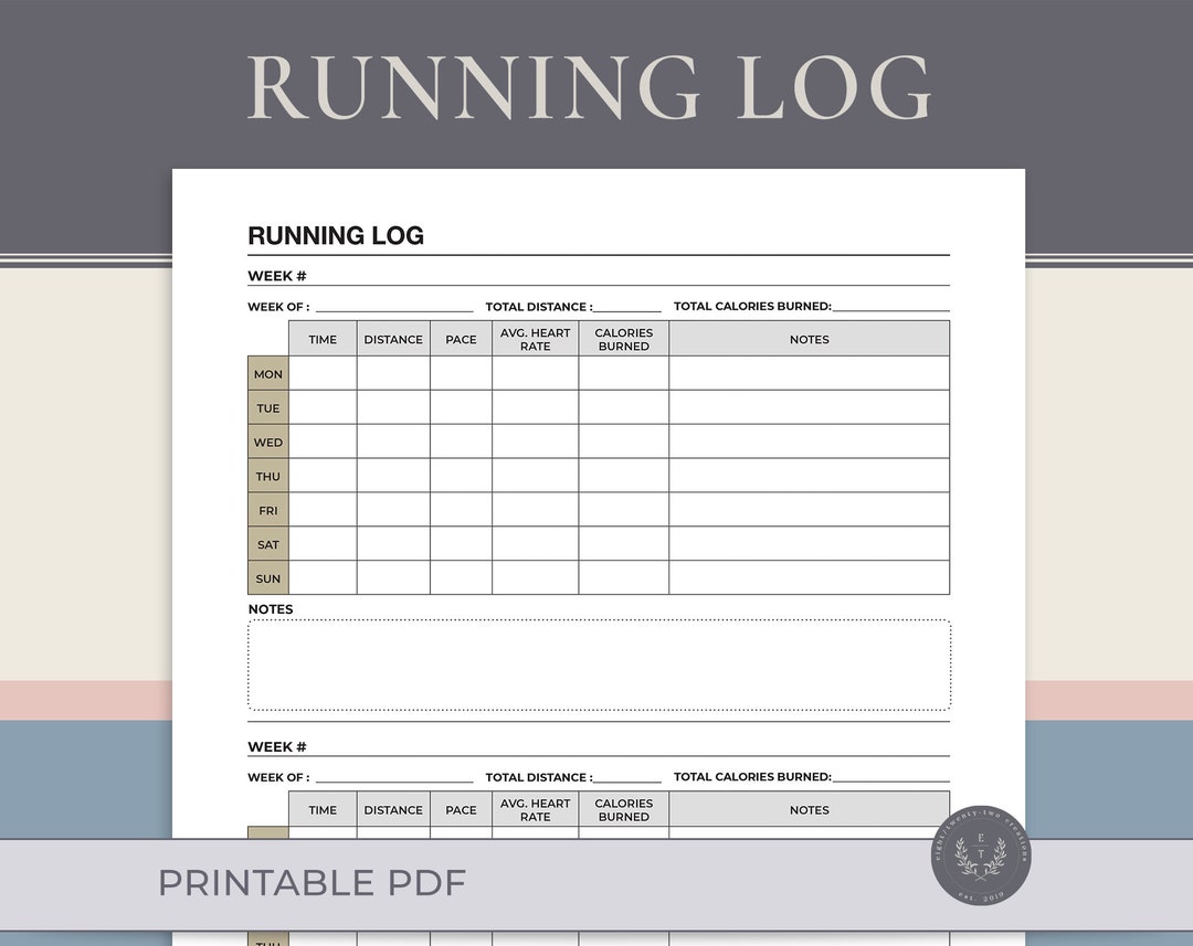 Printable Digital Download: Running Log and Tracker Stay on Track With ...