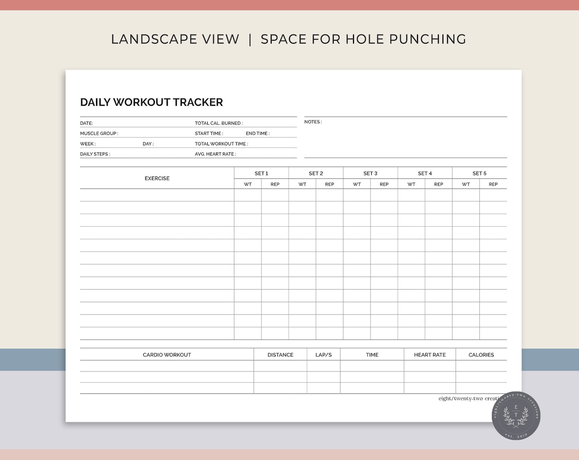 Printable Daily Workout Tracker Digital Download Fillable PDF, Tracking ...