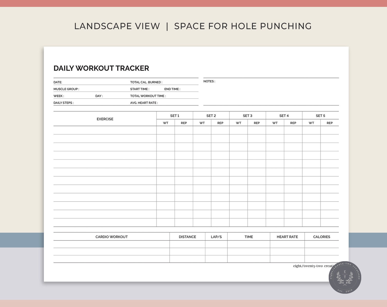 Printable Daily Workout Tracker Digital Download Fillable PDF, Tracking ...