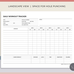 Printable Daily Workout Tracker Digital Download Fillable PDF, Tracking ...