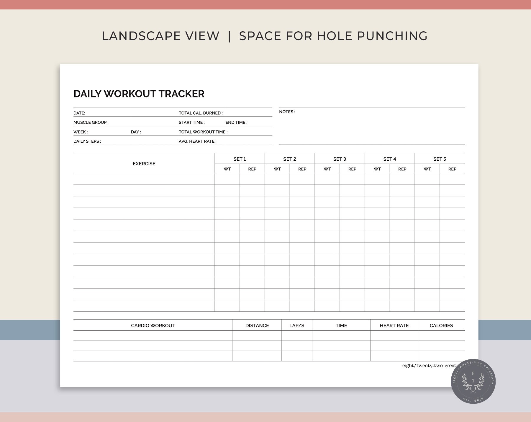 Printable Daily Workout Tracker Digital Download Fillable PDF, Tracking ...