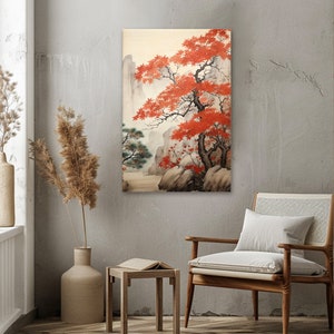 Japanese Maple Tree Canvas Wall Art, Giclee Print, Japandi Inspired ...