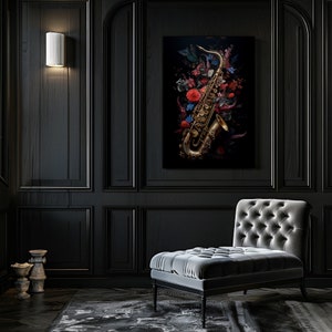 Steampunk Saxophone Printable Wall Art, Elegant Victorian Music Room ...