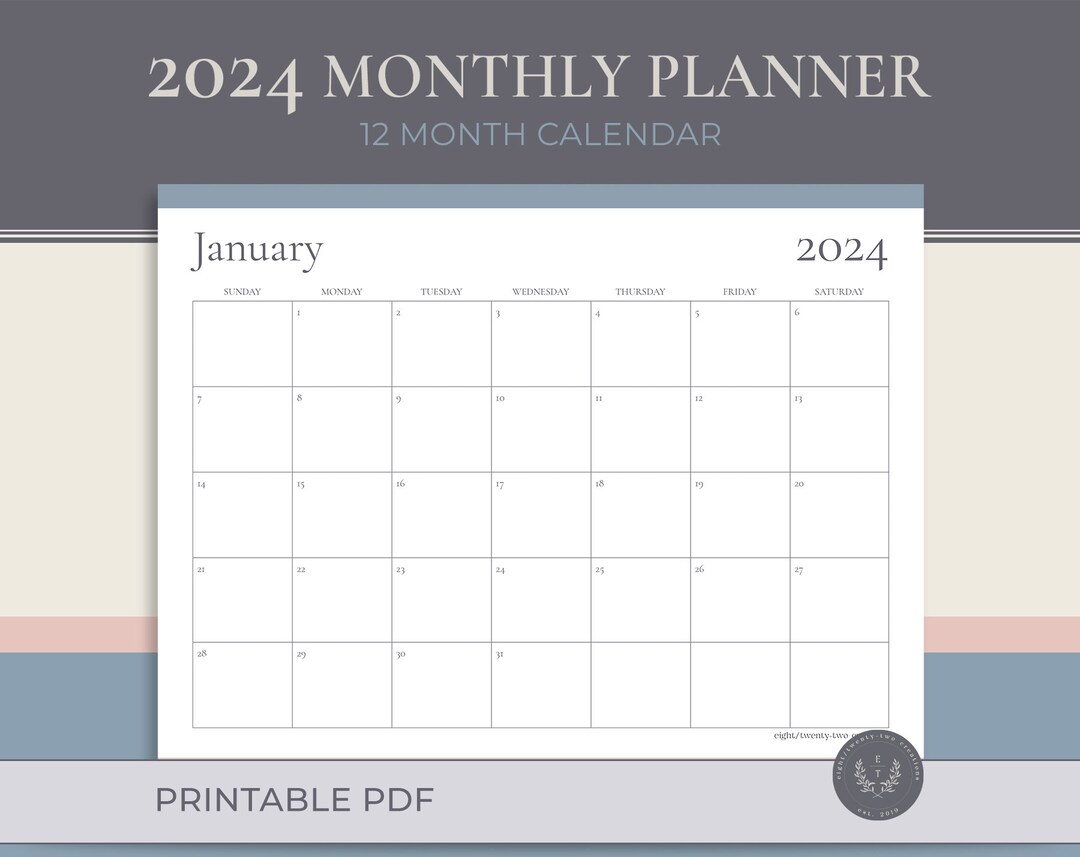 Printable Planner and Calendar, 2024 12 Month Calendar Sheets, Digital ...