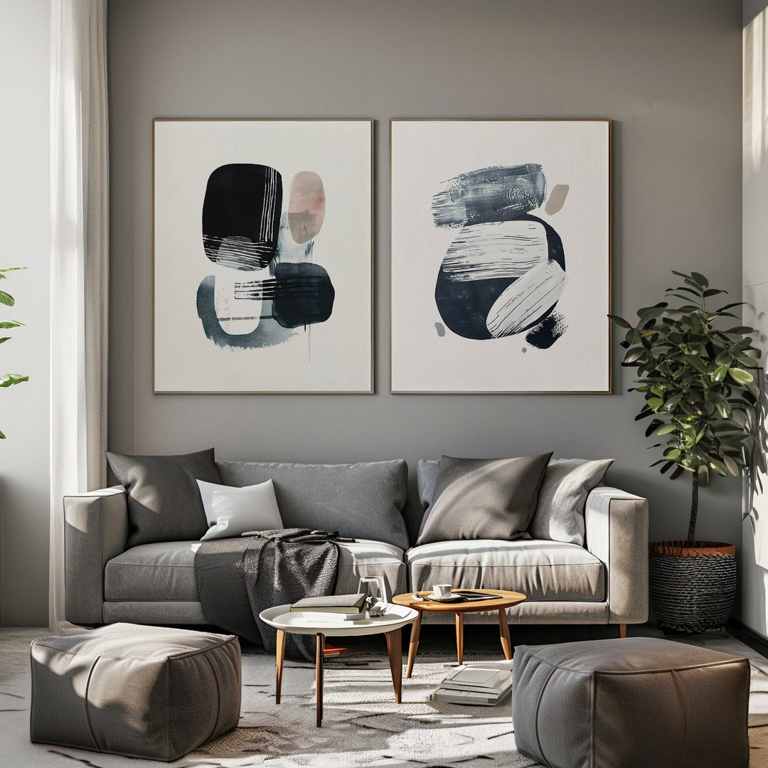 Abstract Wall Art Artwork 2 Piece Set, Modern Minimalist, Printable ...