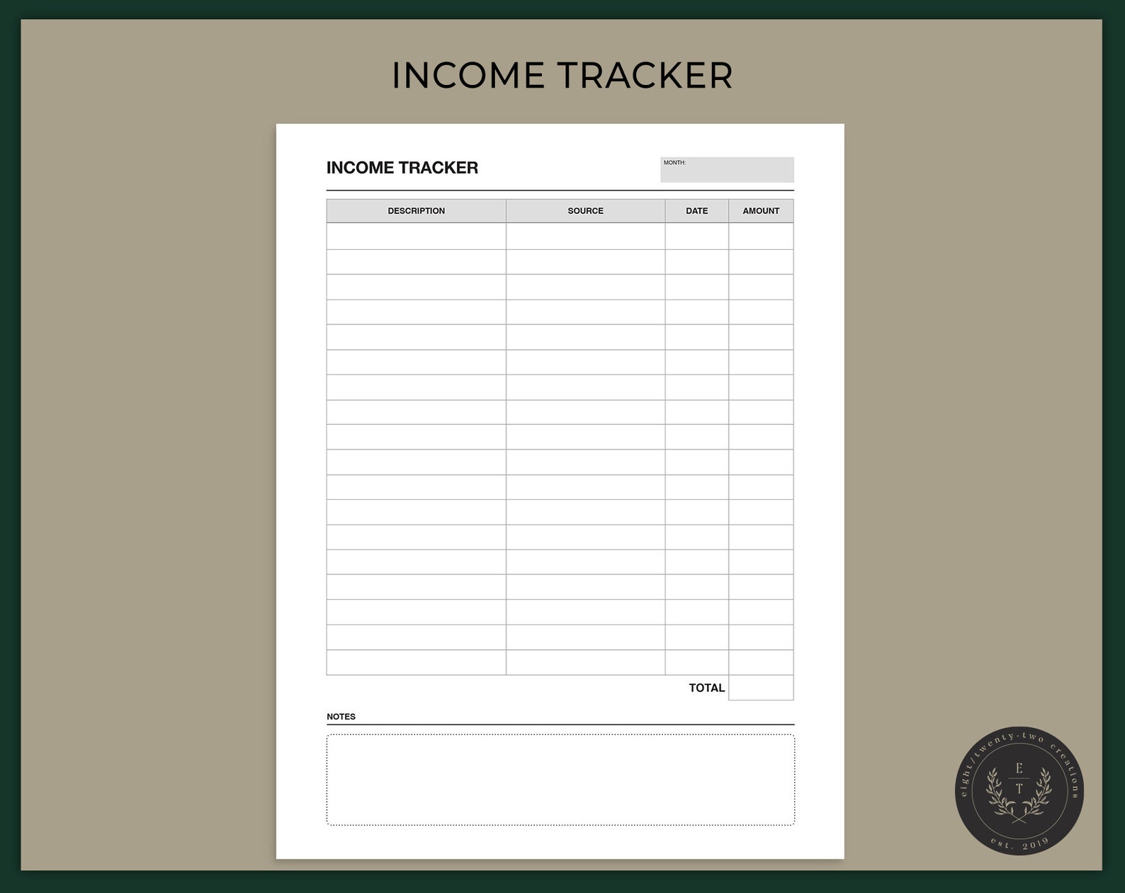 Income and Expense Tracker, Printable, Financial Tracker, A Simple and ...