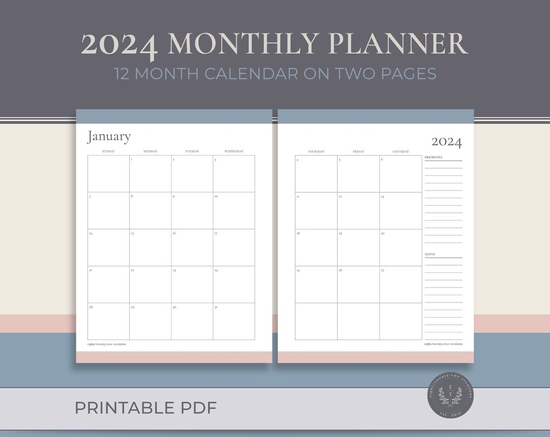 Monthly Planner for Productivity and Organization, Digital Organizer ...