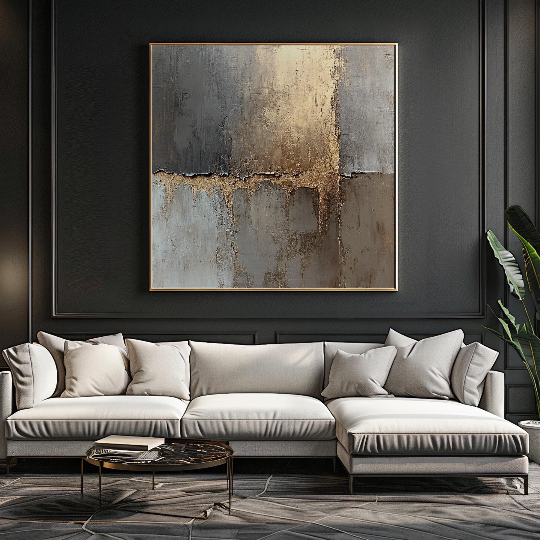Modern Abstract Art - Neutral Tones With Gold Accents - Textured ...