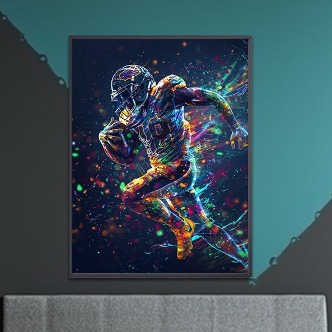 Football Player Running Back Poster, NFL Wall Art for Teen Boys Room - Etsy