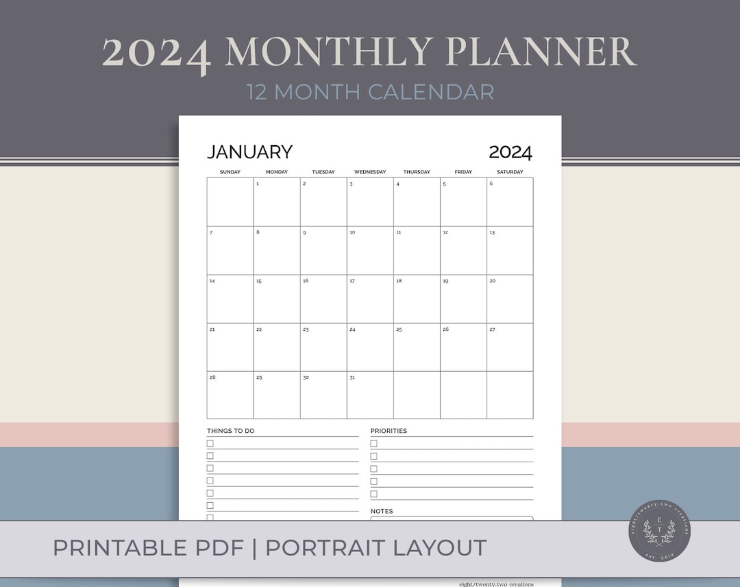 2024 Monthly Planner Printable PDF Creative Design - Etsy