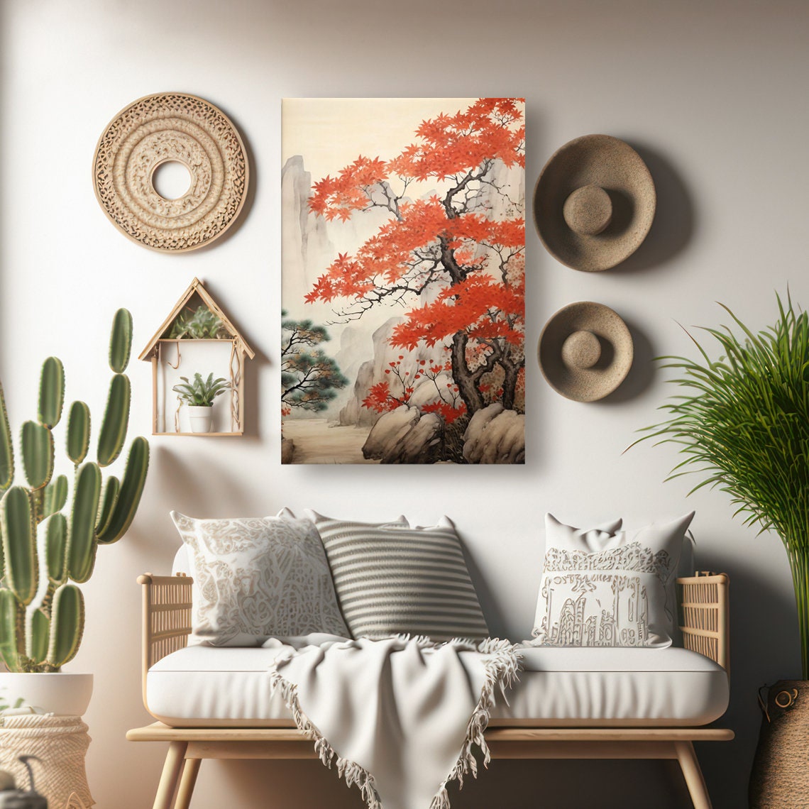 Japanese Maple Tree Canvas Wall Art, Giclee Print, Japandi Inspired ...
